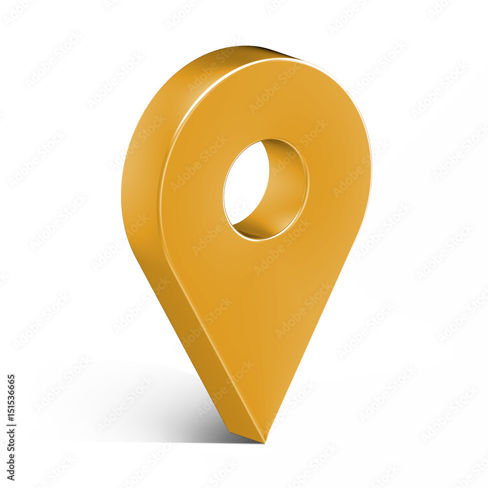 Yellow glossy map pin with shadow. concept of tagging, center, landmark ...