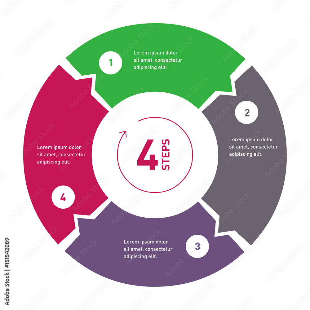4 step process circle infographic. Template for diagram, annual report ...