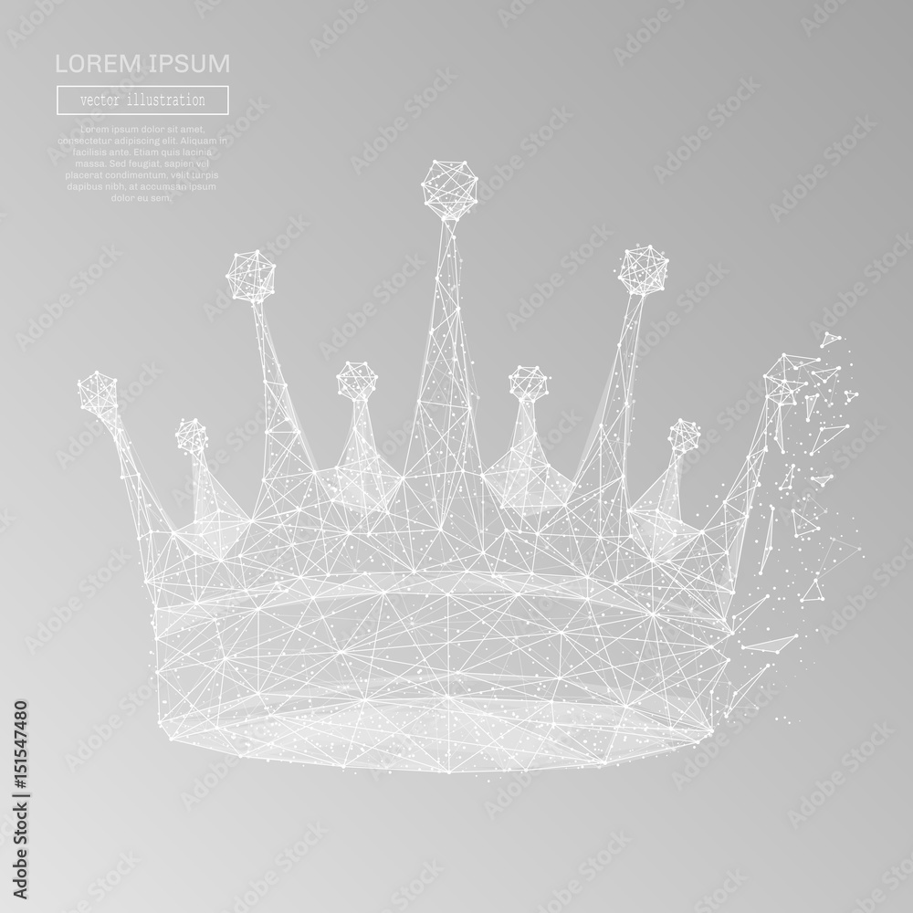 White crown with polygon line on abstract background. Polygonal space ...