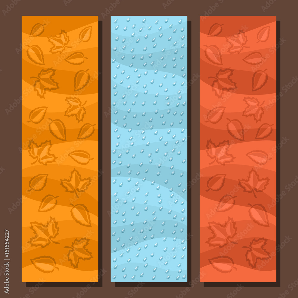 Vector set vertical banners for Autumn season: 3 layouts with falling ...