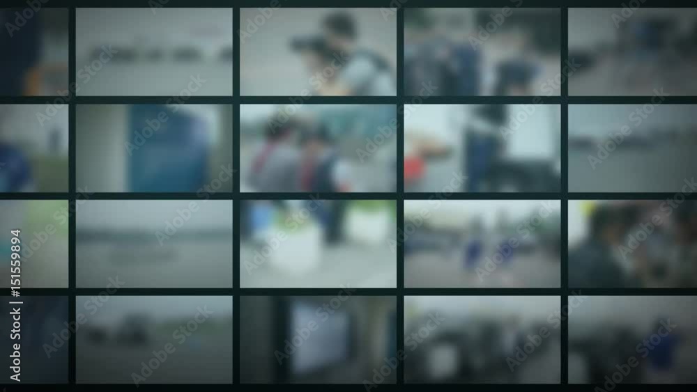 TV studio. Blurred background with monitors moving right. News ...