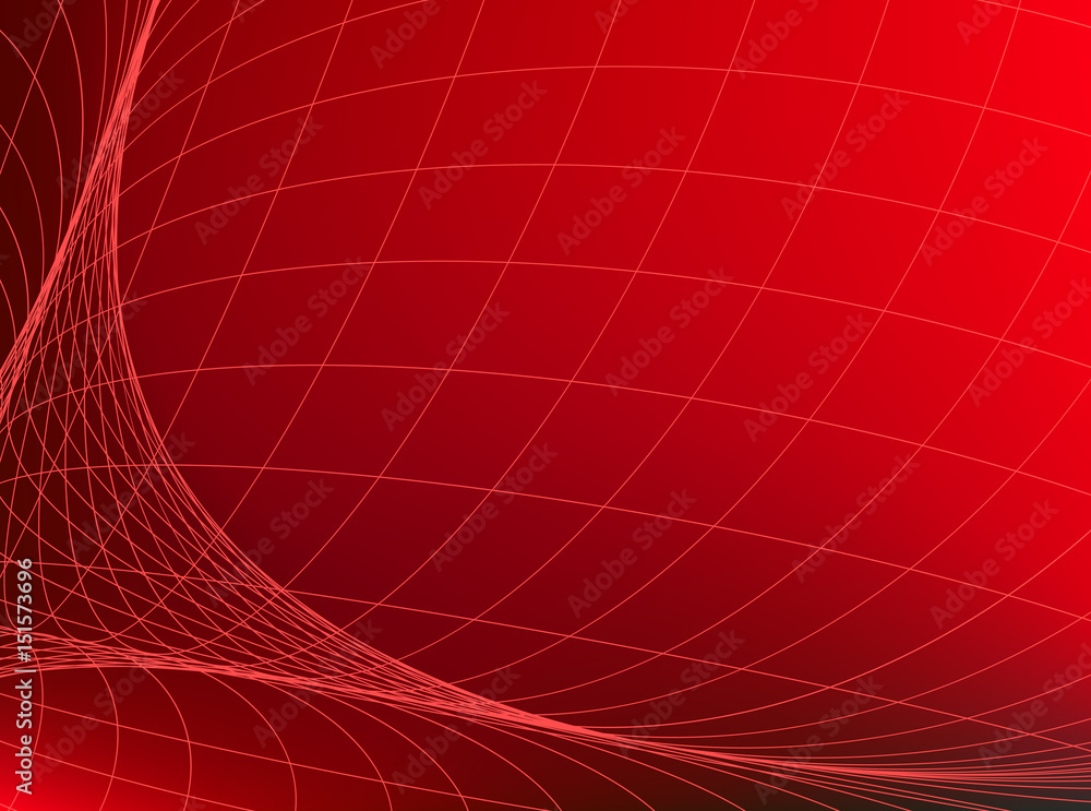 Abstract red background with network. Curve lines in space simulating a rounded surface. Stock ...
