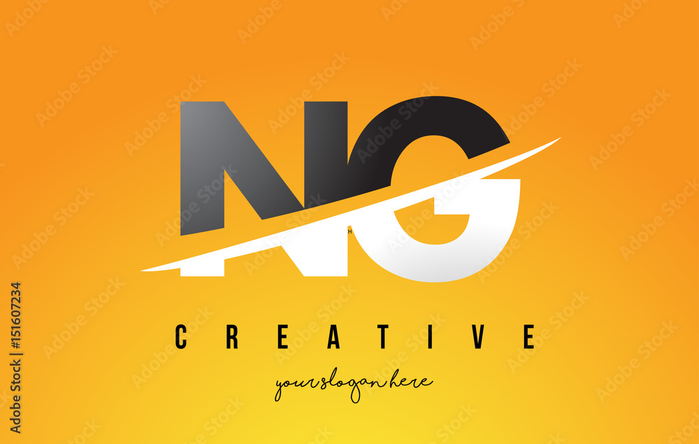 NG N G Letter Modern Logo Design with Yellow Background and Swoosh ...