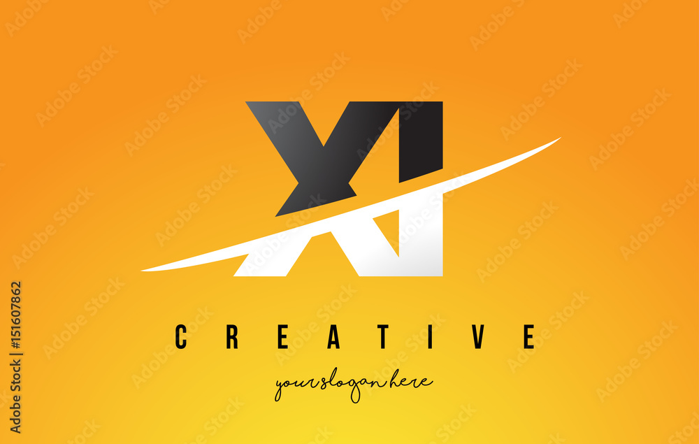 XI X I Letter Modern Logo Design with Yellow Background and Swoosh ...