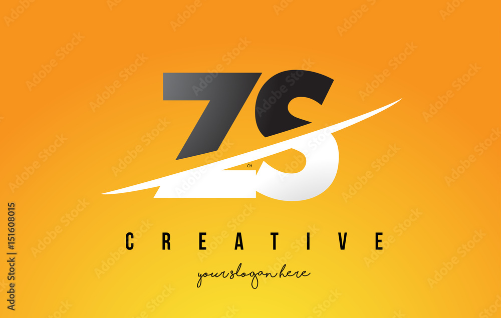 ZS Z S Letter Modern Logo Design with Yellow Background and Swoosh ...