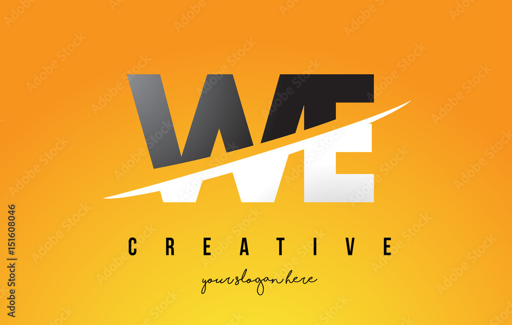 WE W E Letter Modern Logo Design with Yellow Background and Swoosh ...