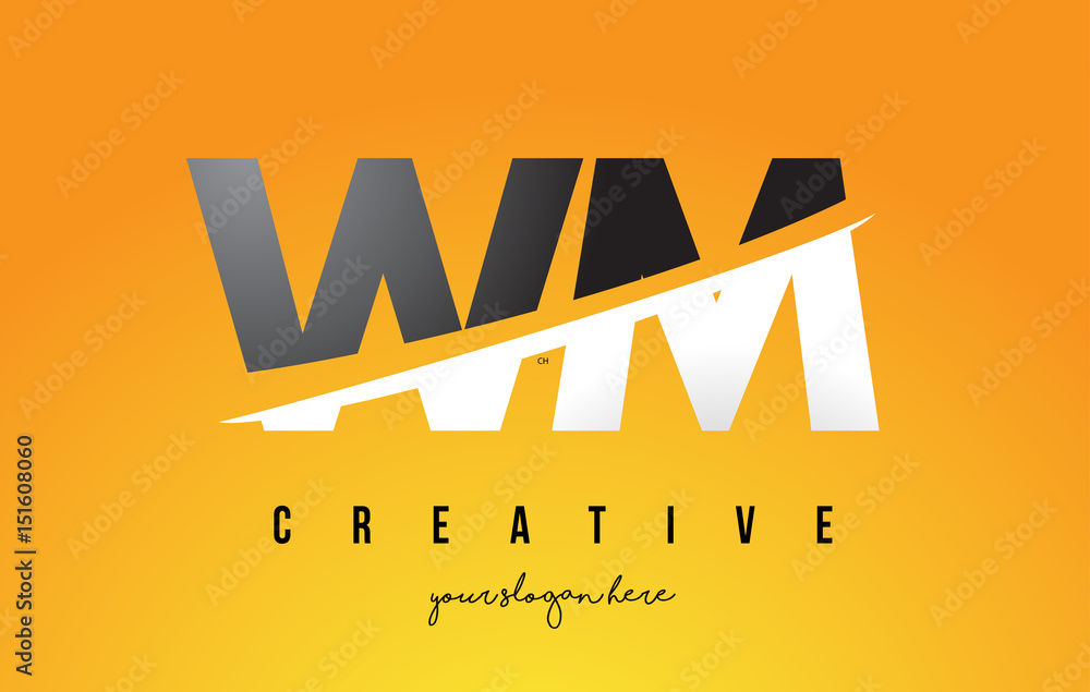 WM W M Letter Modern Logo Design with Yellow Background and Swoosh ... WM W M Letter Modern Logo Design with Yellow Background and Swoosh ...