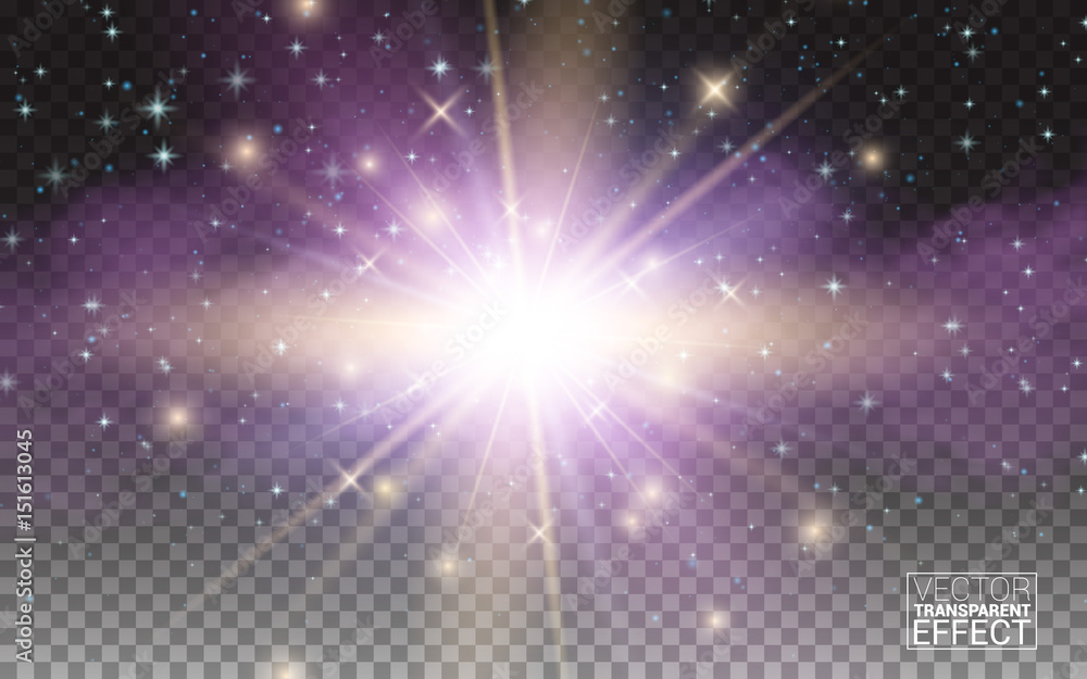 Transparent Glow Magic Light Effect. Star Burst with Sparkles ...