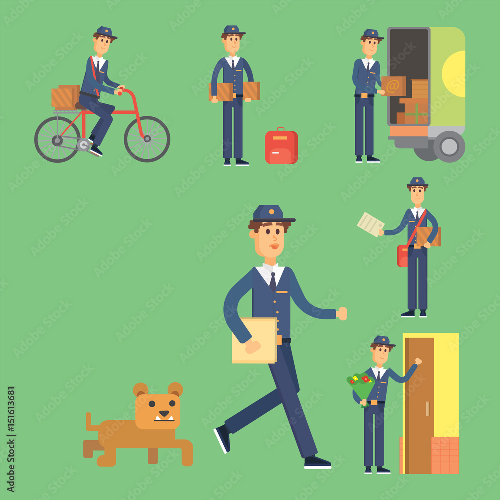 Postman delivery man character vector courier occupation carrier cute ...