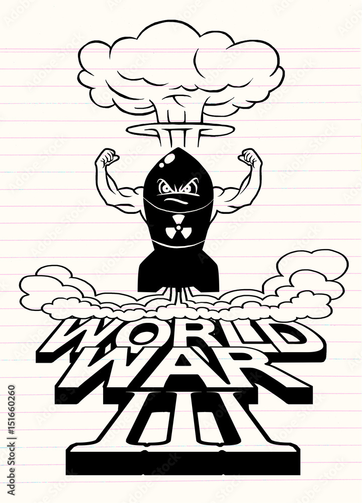 Cartoon atomic bomb and atomic mushroom cloudd,Drawing style.Vector ...