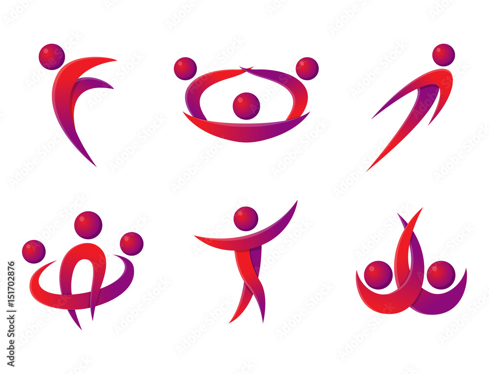 Silhouette abstract people performance character logo human figure pose ...