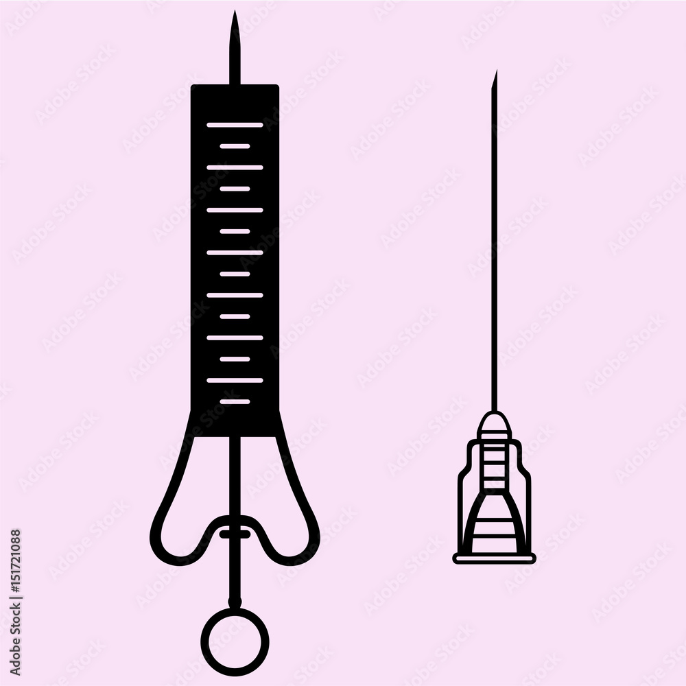 syringe and needle vector silhouette isolated Stock Vector | Adobe Stock