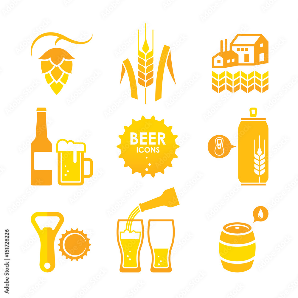 beer icon set. isolated symbols on white background. Stock Vector ...