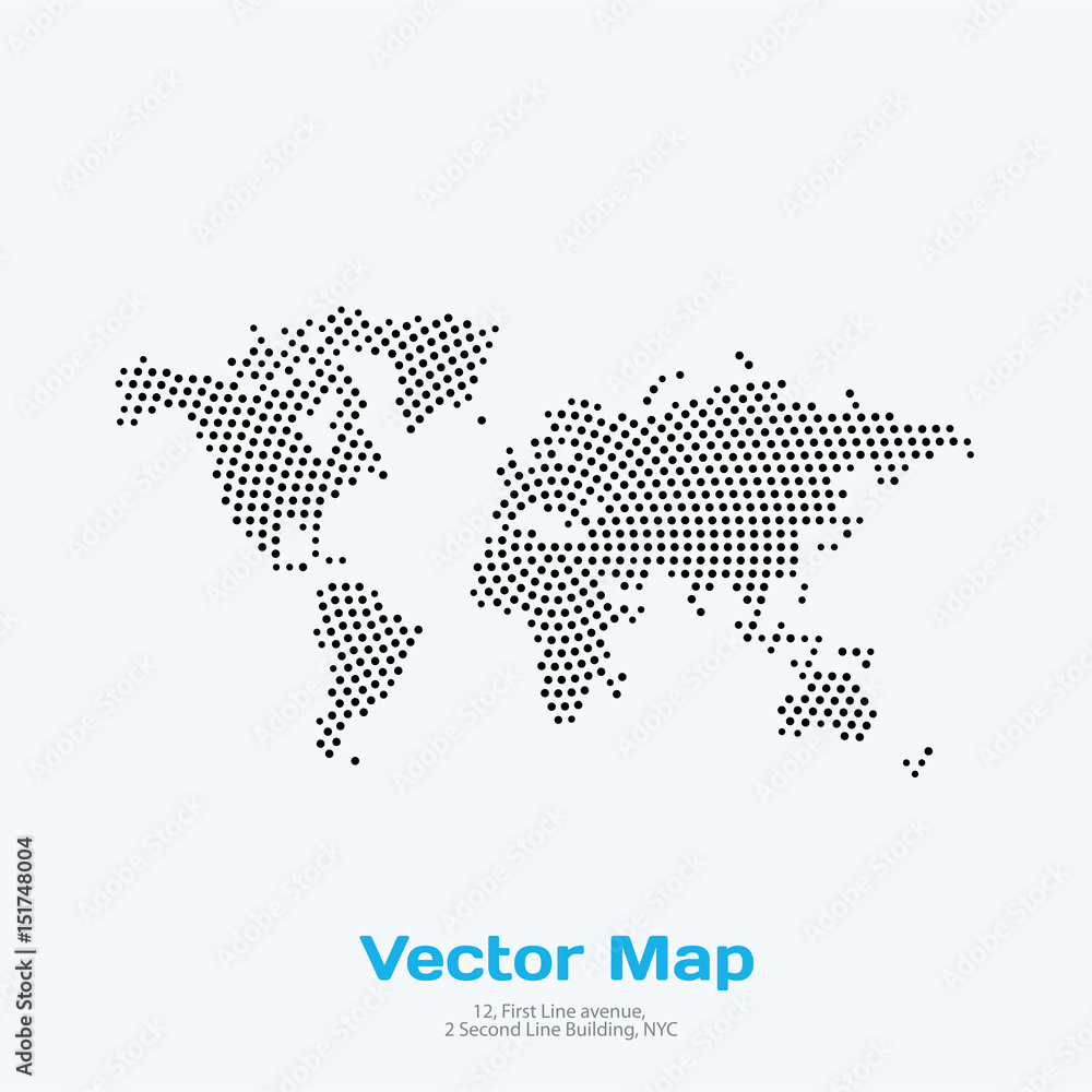 Vector world map with rounds, spots, dots for business templates Stock ...