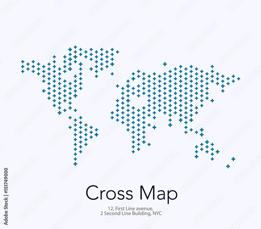 Vector world map with crosses for business templates, brochures Stock ...