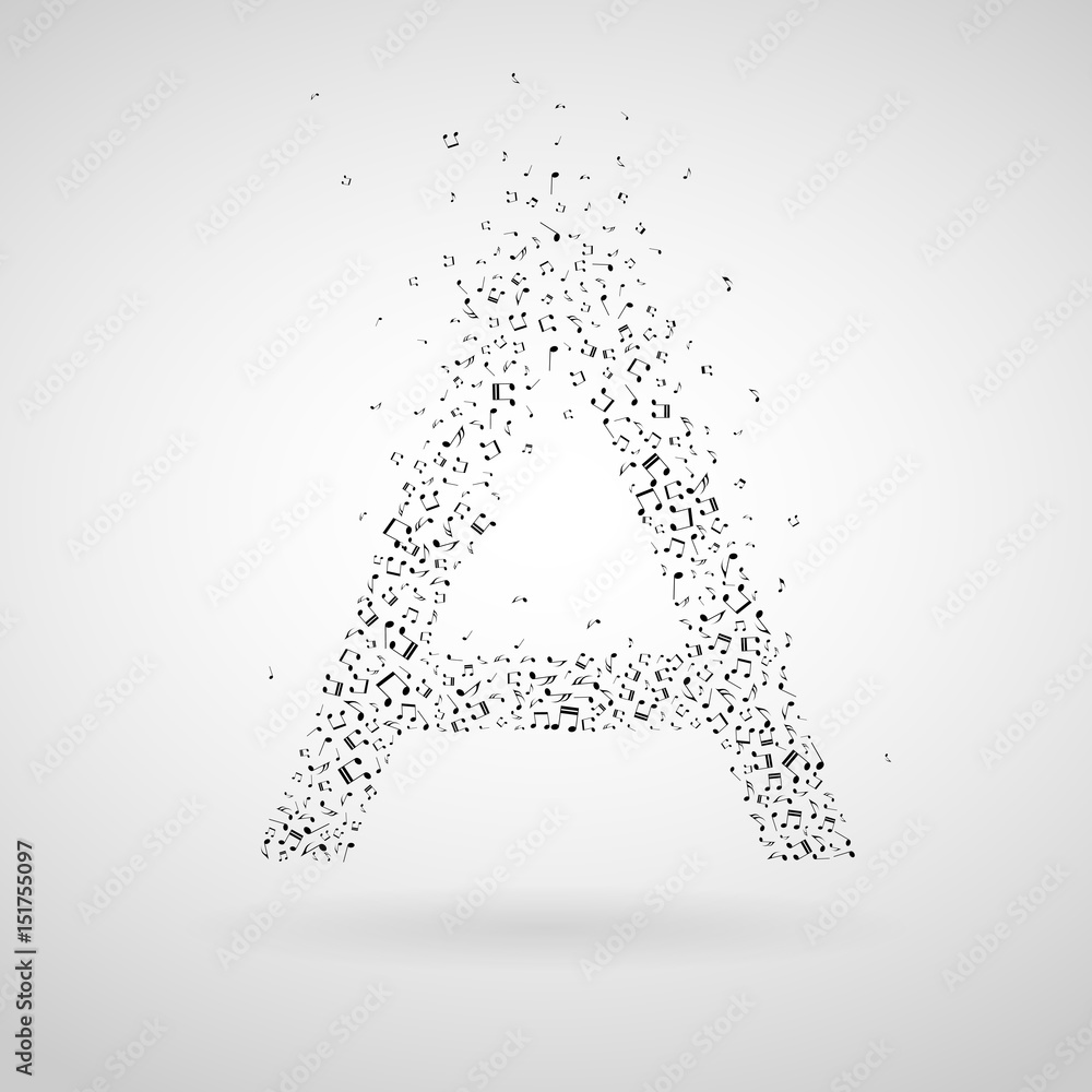 Letter A made from floating music notes Stock Vector | Adobe Stock