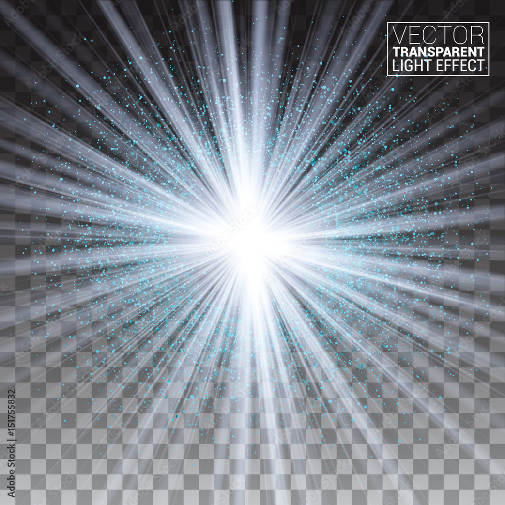 Magic White Rays Glow Light Effect Isolated on Transparent background. Star burst sparkles ...