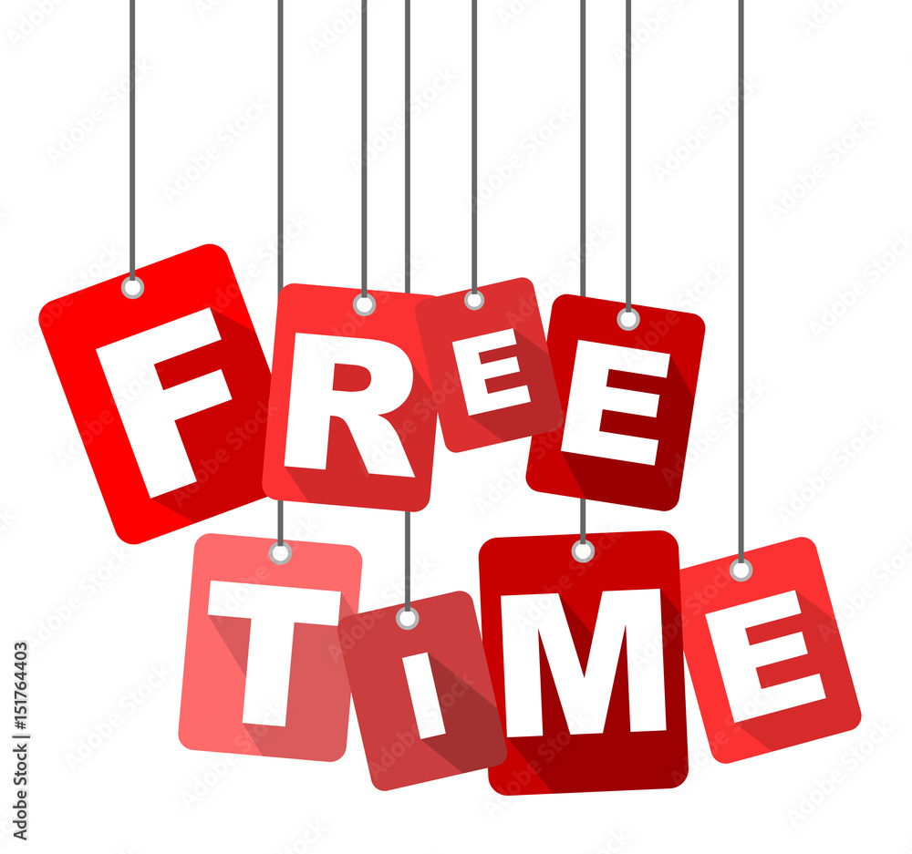 Red vector flat design background free time. It is well adapted for web ...