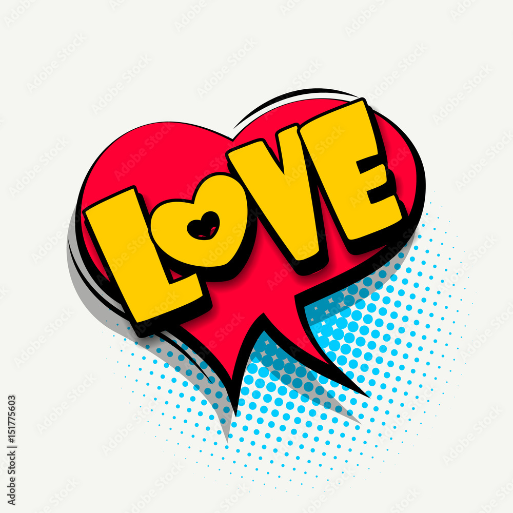 Comic book text bubble template love heart Stock Vector | Adobe Stock
