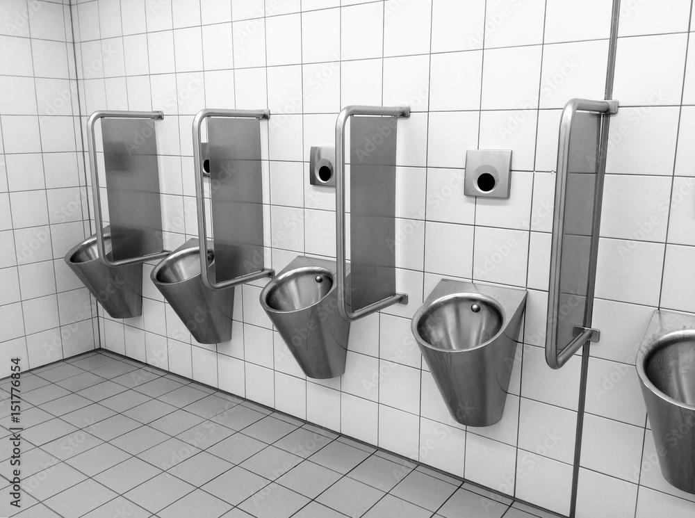 hygiene stainless urinal for gentlemen in toilet Stock Photo | Adobe Stock