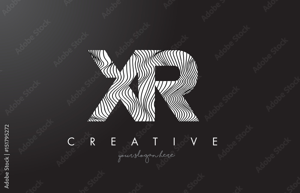 XR X R Letter Logo with Zebra Lines Texture Design Vector. Stock Vector ...