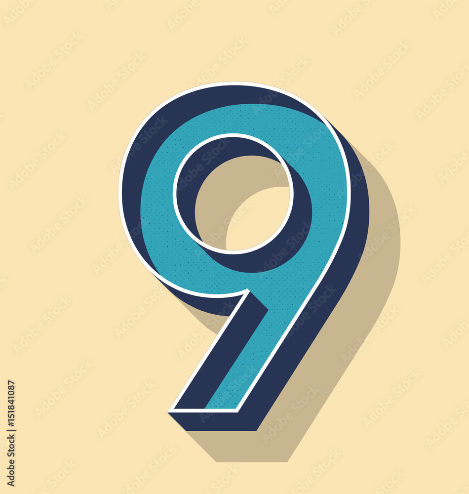 Letter 9 Retro Vector Text Style, Fonts Concept Stock Vector | Adobe Stock