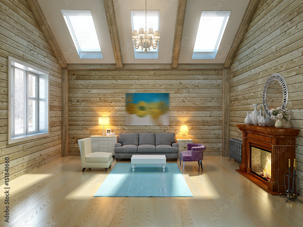 Modern Suburban Country Contemporary Classic Living room Interior ...