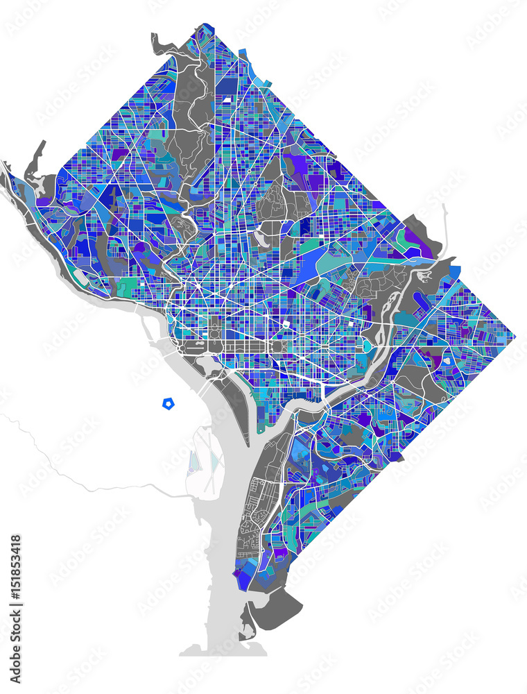 vector map of the city of Washington D.C., USA Stock Vector | Adobe Stock