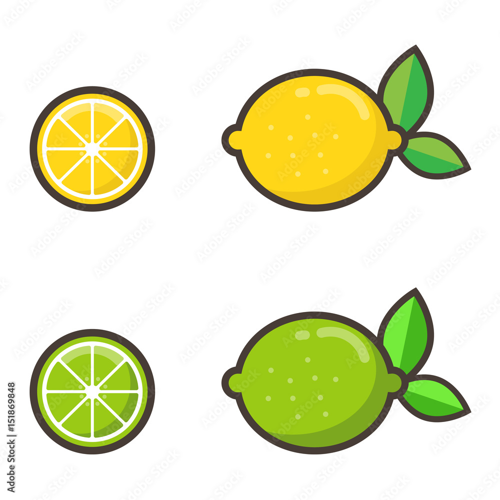 cartoon lemon and lime set Stock Vector | Adobe Stock
