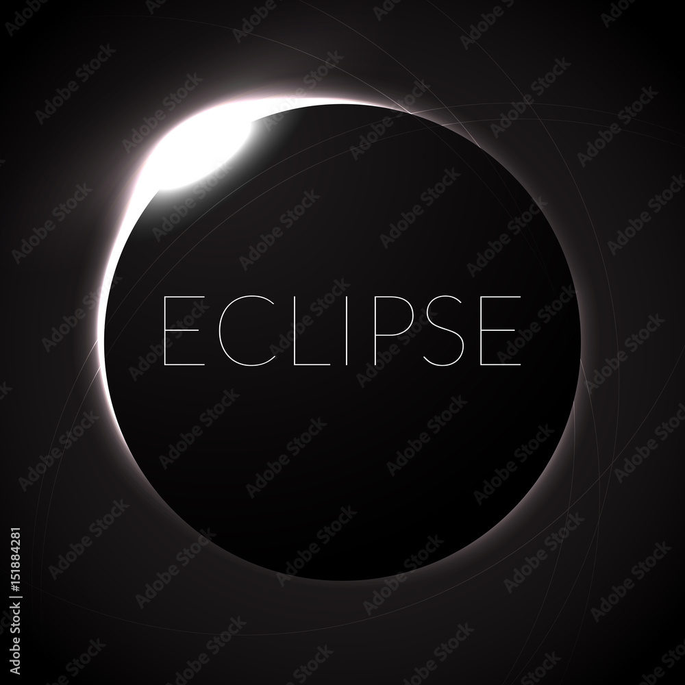 Full eclipse vector illustration. Eclipse with ring of sun in deep ...