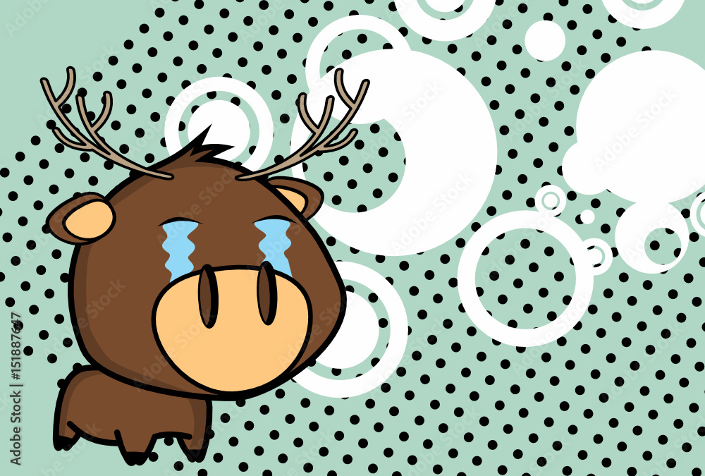 crying little big head deer expressions background in vector format ...