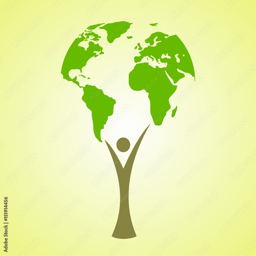 World map and human, tree-shaped Stock Vector | Adobe Stock