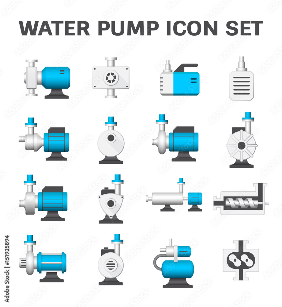 Vector icon of electric water pump and agriculture equipment for water ...
