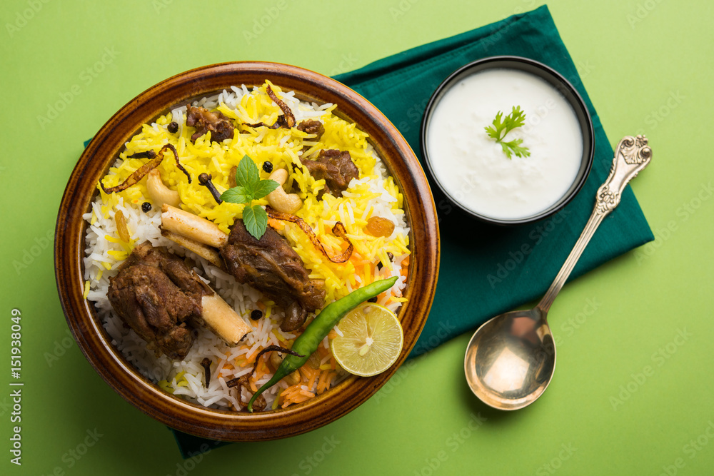 kashmiri Mutton Gosht Biryani / Lamb Biryani / Mutton Biryani served ...