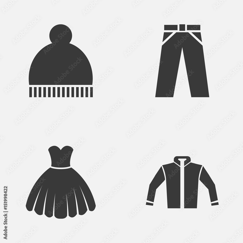 Garment Icons Set. Collection Of Beanie, Pants, Sarafan And Other ...