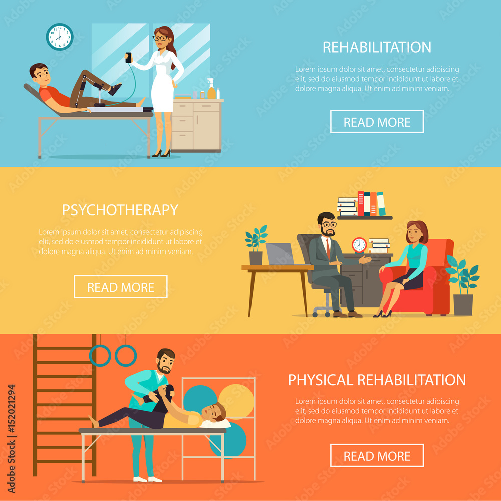 Medical Therapy Horizontal Banners Stock Vector | Adobe Stock
