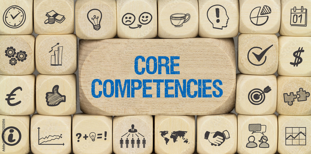 Core Competencies / Würfel mit Symbole Stock Photo | Adobe Stock