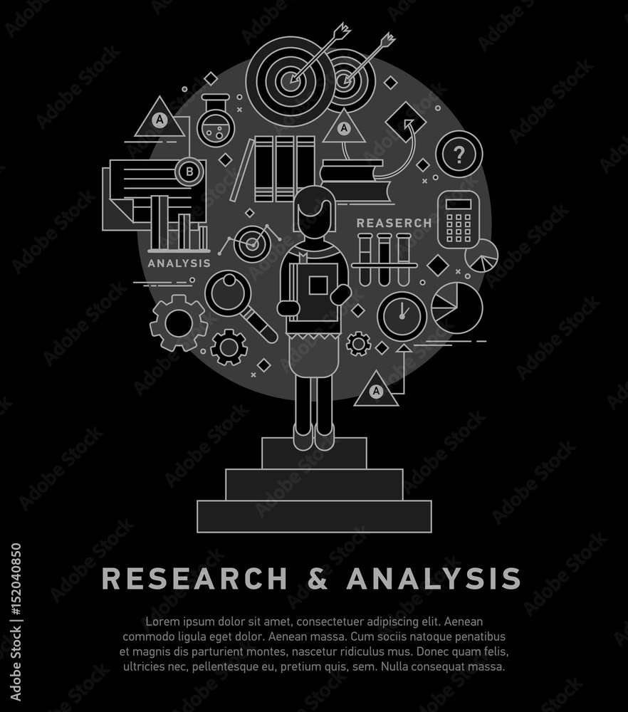 Doodle style concept of general research Stock Vector | Adobe Stock