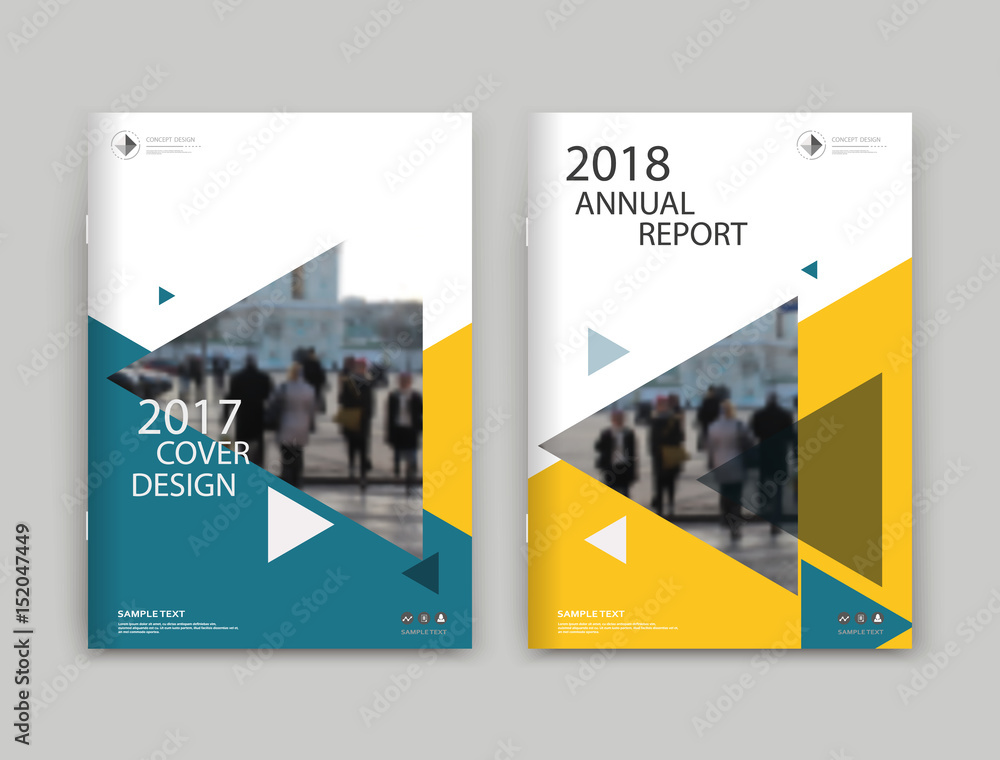 Abstract white, green, yellow brochure cover design. Fancy info banner ...