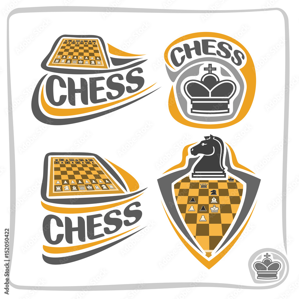 Vector set icons for Chess game: piece of queen crown, 4 abstract clip ...