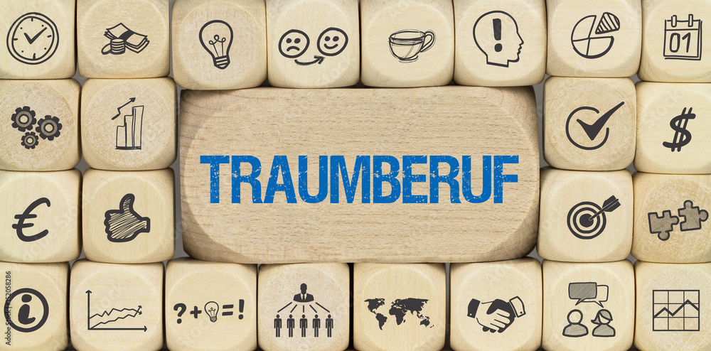 Traumberuf / Würfel mit Symbole Stock Photo | Adobe Stock
