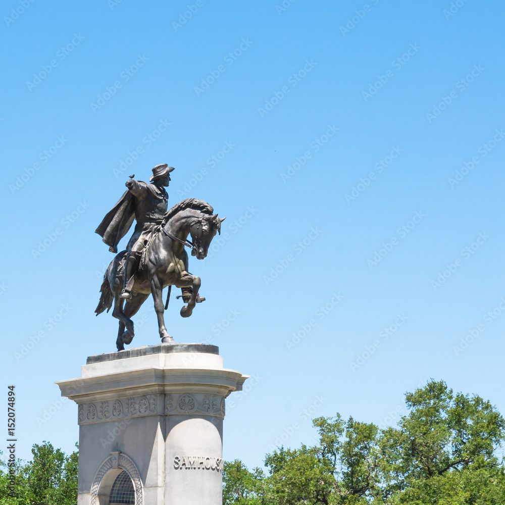 The statue of Sam Houston in Hermann Park, downtown of Houston, Texas ...