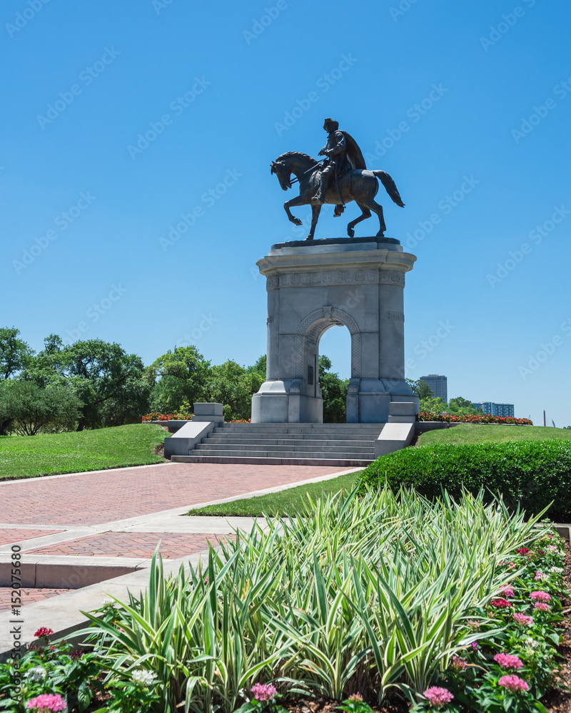The statue of Sam Houston in Hermann Park, downtown of Houston, Texas ...