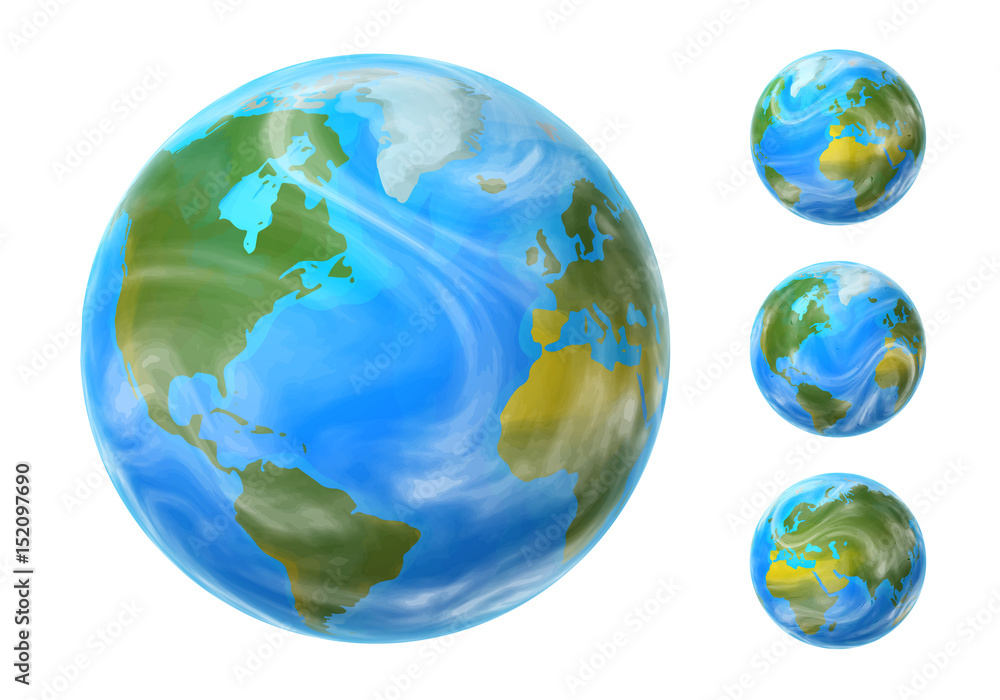 Vector isolated Earth set with different rotation angles Stock Vector ...