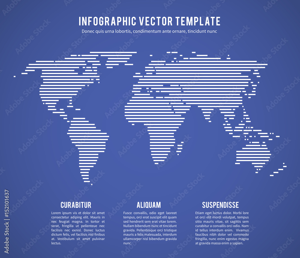 Abstract world map with horizontal line texture vector template for ...