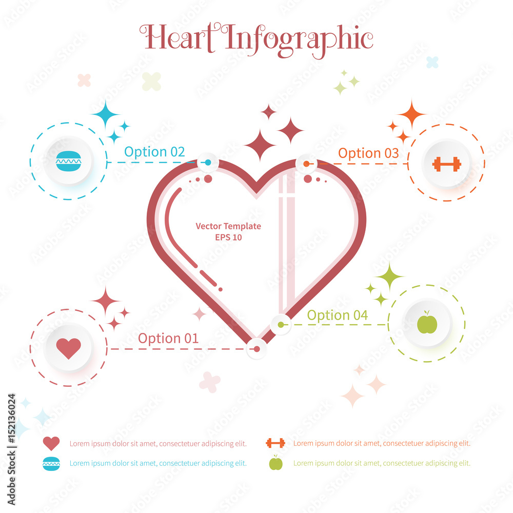Infographic template with heart Stock Vector | Adobe Stock