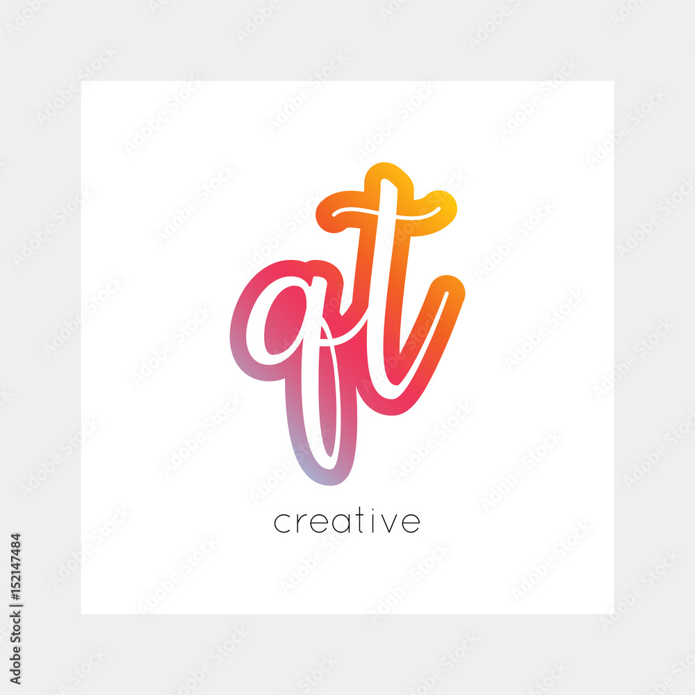 QT logo, vector. Useful as branding, app icon, alphabet combination ...
