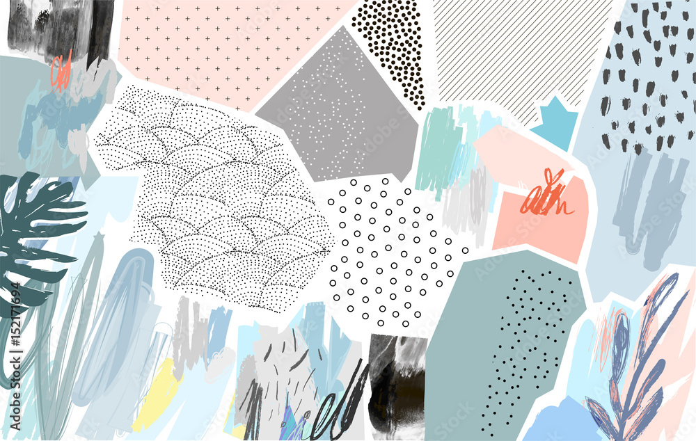 Creative background with floral elements and different textures ...