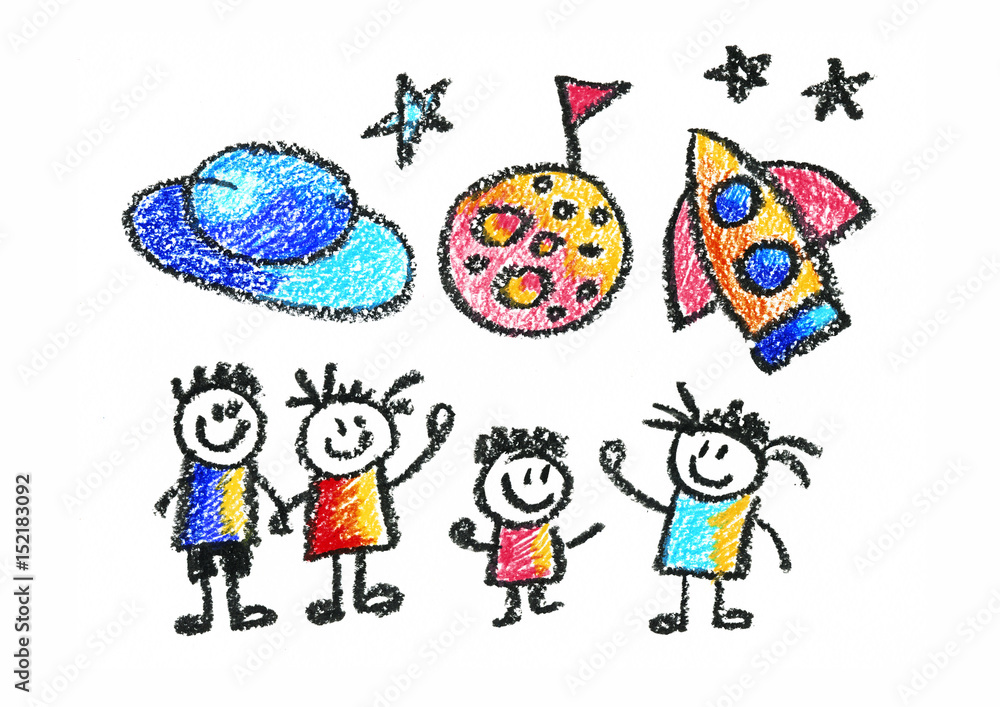 Kids drawing Space Children education, school, kindergarten Play Study ...