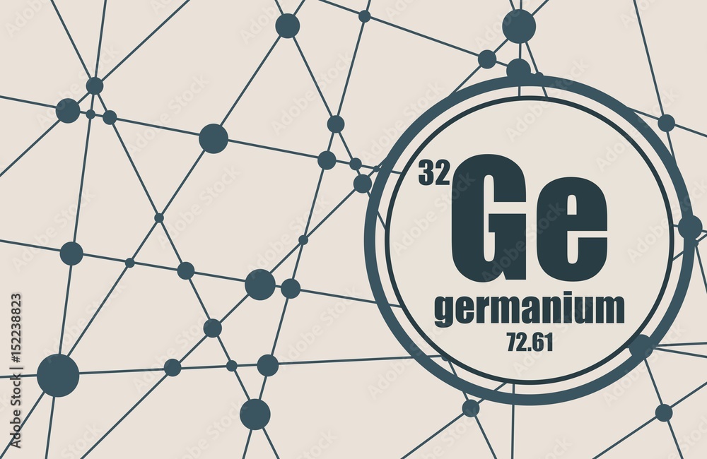 Germanium chemical element. Sign with atomic number and atomic weight ...